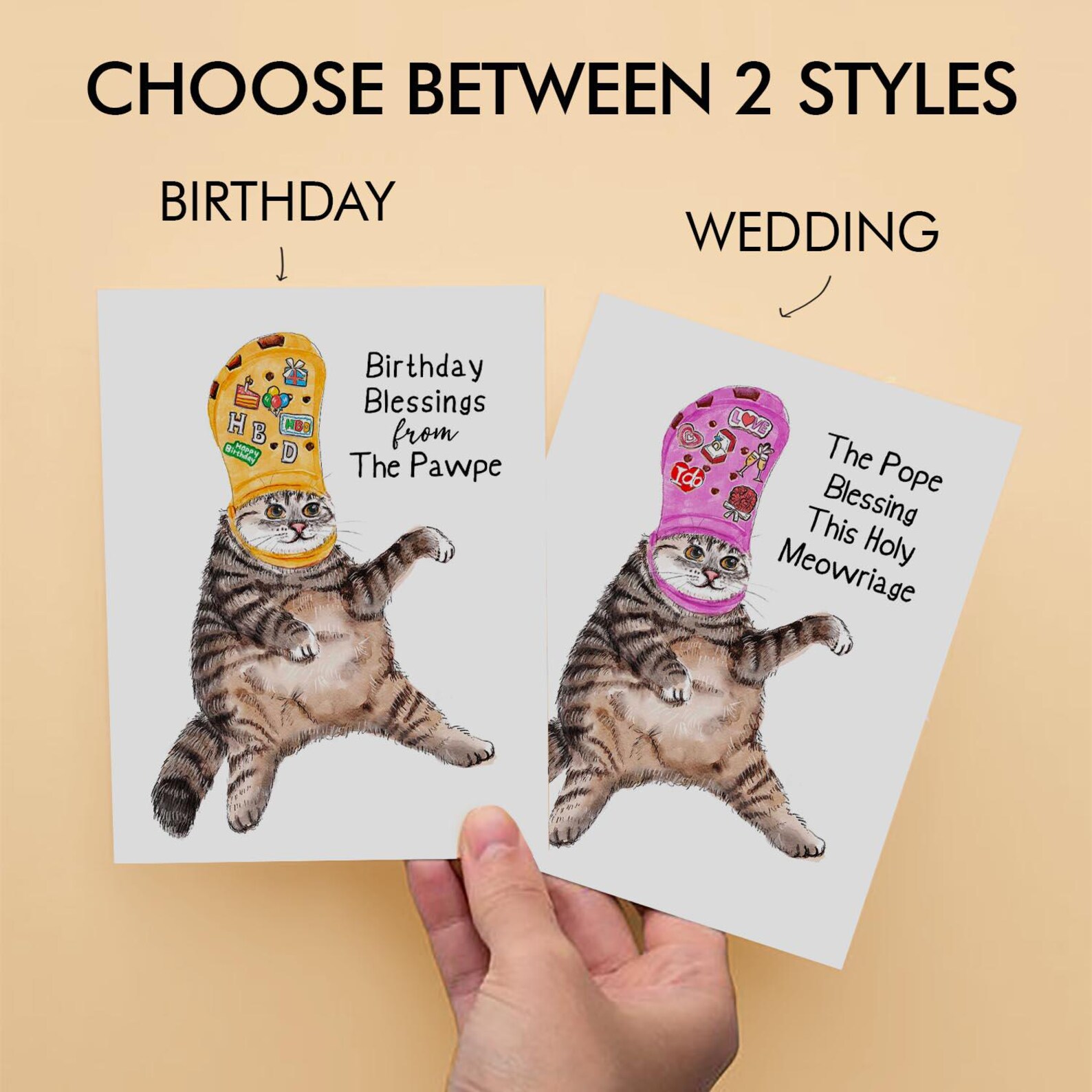 Pope Cat Meme Funny Birthday Card - Crocs Charms Birthday Blessing ...