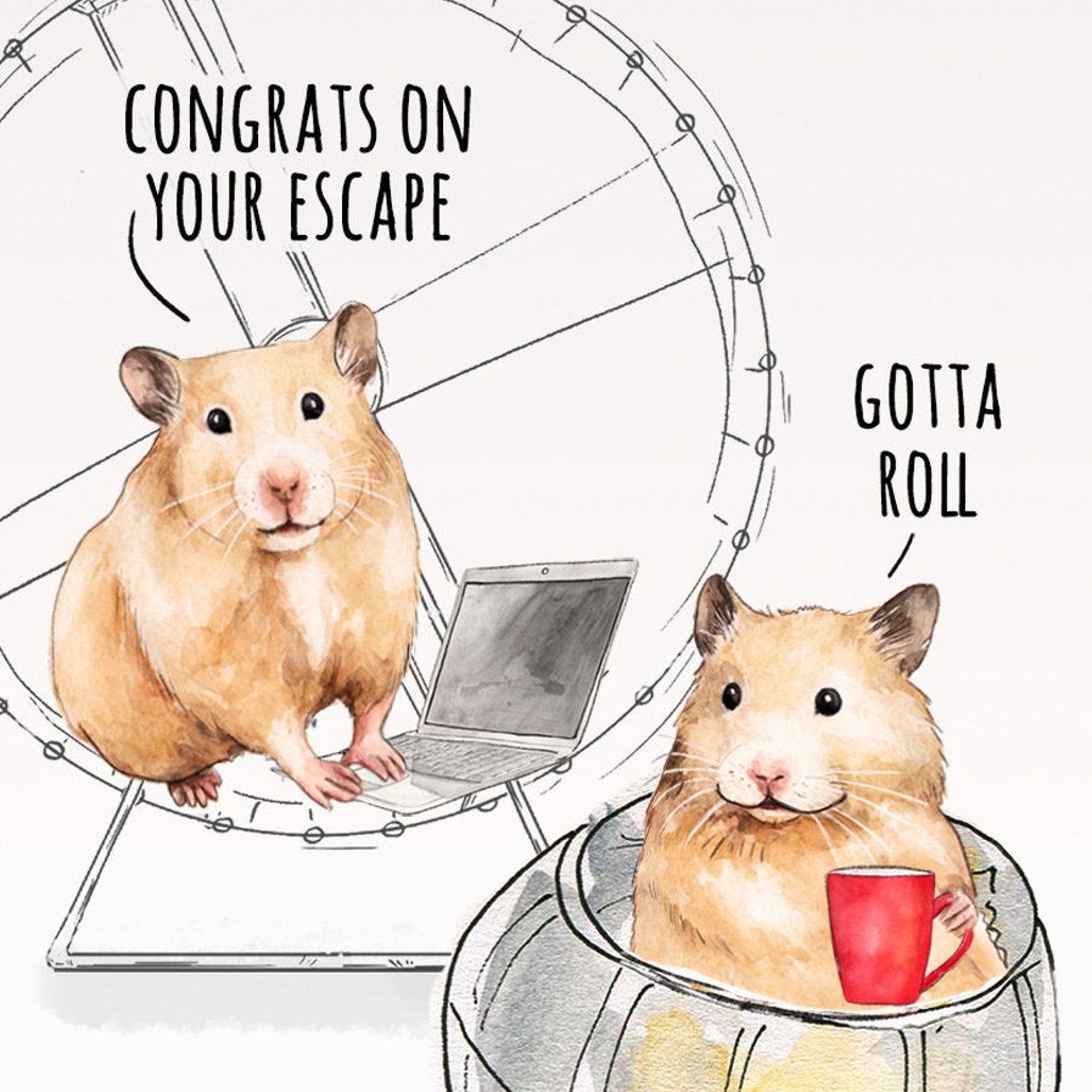 Hamster Happy Retirement Card - Coworker Leaving Farewell Cards ...