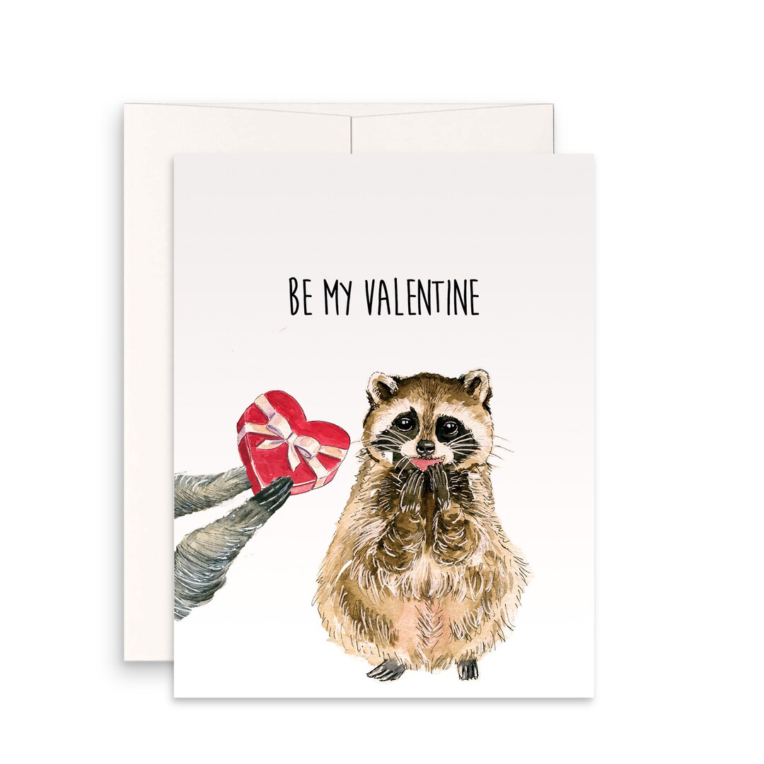 Raccoon Funny Valentines Card for Boyfriend - Be My Valentines ...