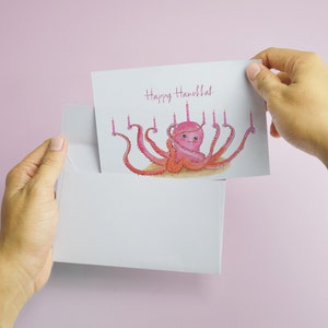 Octopus Menorah Hanukkah Cards for Her - Unique Chanukah Arts for Girl ...