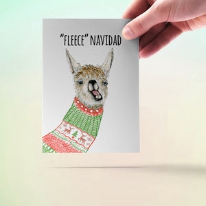Feliz Navidad Llama Christmas Cards Funny - Ugly Holiday Sweater ...