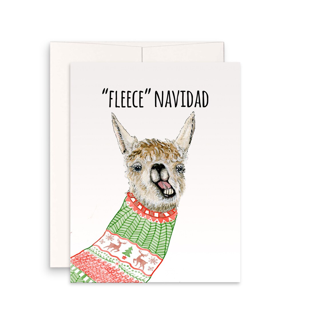 Feliz Navidad Llama Christmas Cards Funny - Ugly Holiday Sweater ...