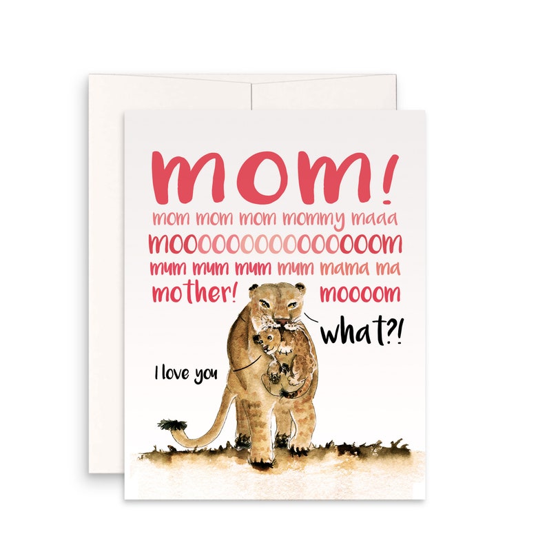 Lion Funny Mothers Day Card From Daughter Lions Mom and Baby - Etsy