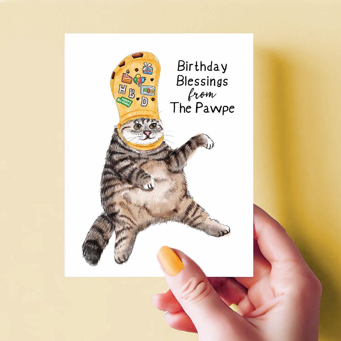 Pope Cat Meme Funny Birthday Card - Crocs Charms Birthday Blessing ...