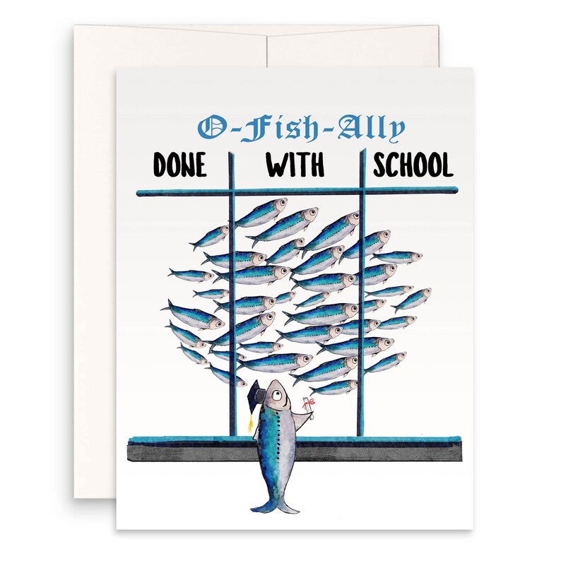 Fish Funny Graduation Card 2025 - Done With School Graduation Cards for ...