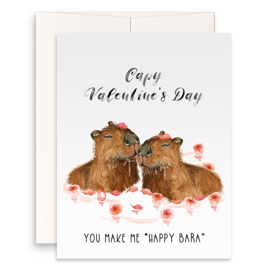 Funny Capybara Valentine's Day Card: Handmade Love Greetings - Etsy