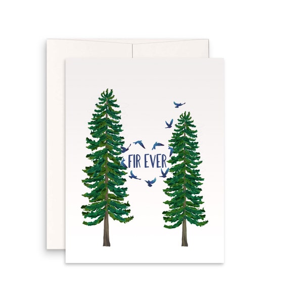 Wood Anniversary Card Fir Tree Forever Love - Etsy