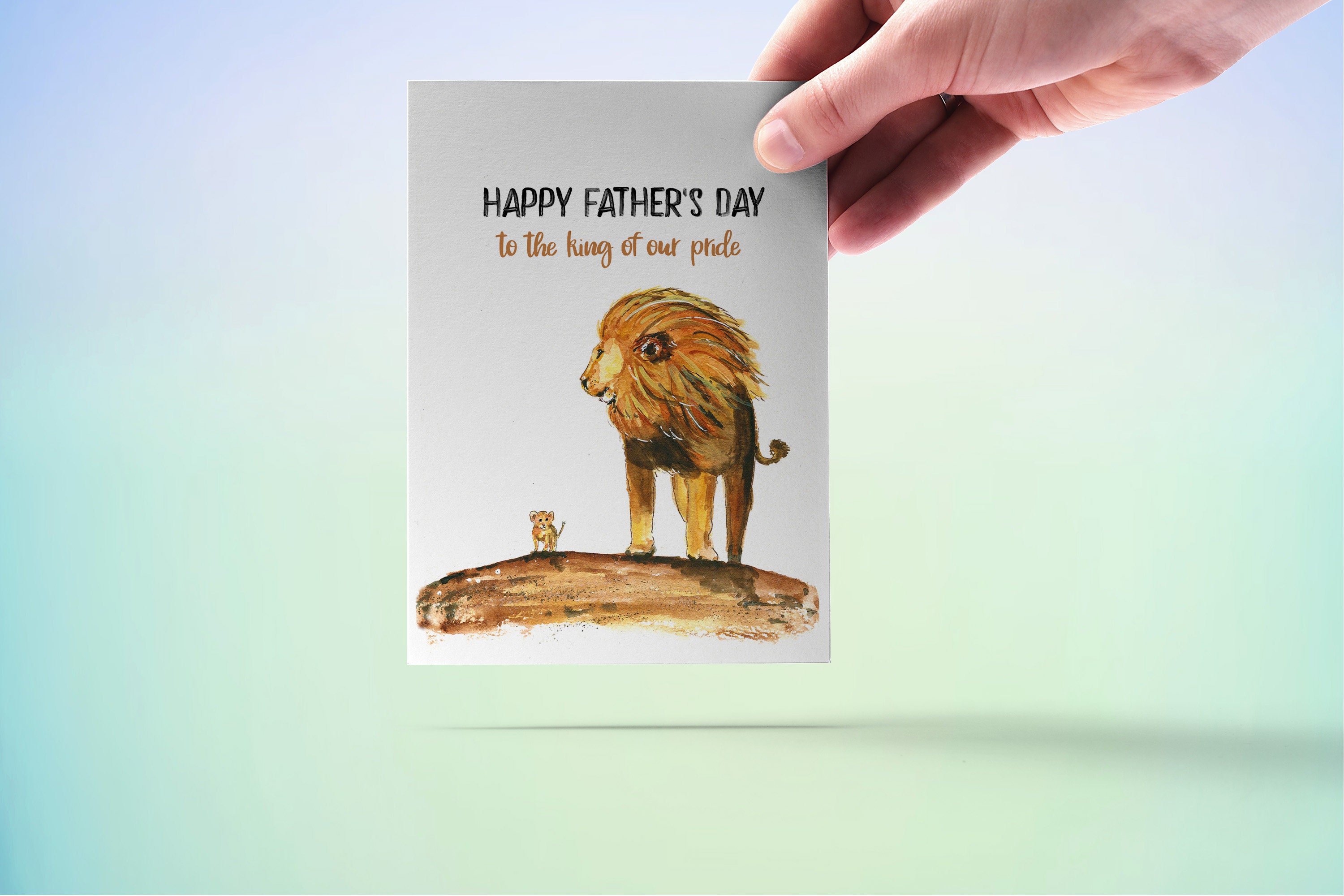 Lion Dad and Baby Cub Fathers Day Card From Kid - to the King of Our ...