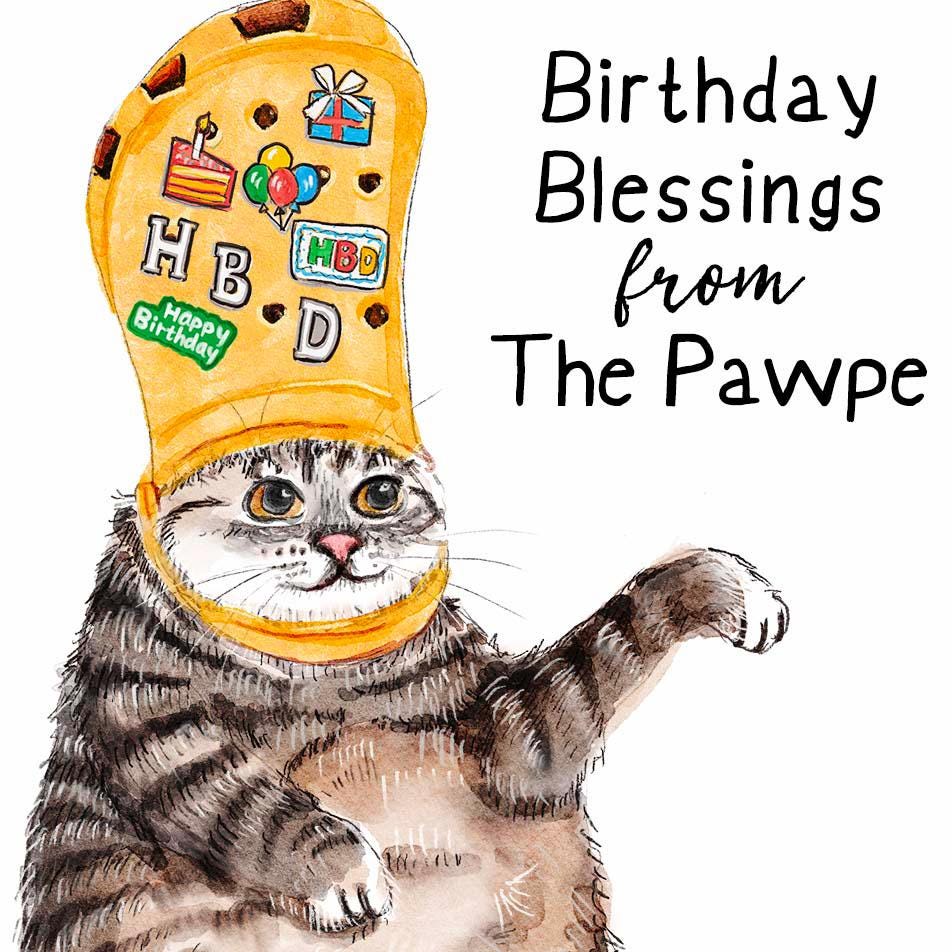 Pope Cat Meme Funny Birthday Card - Crocs Charms Birthday Blessing ...