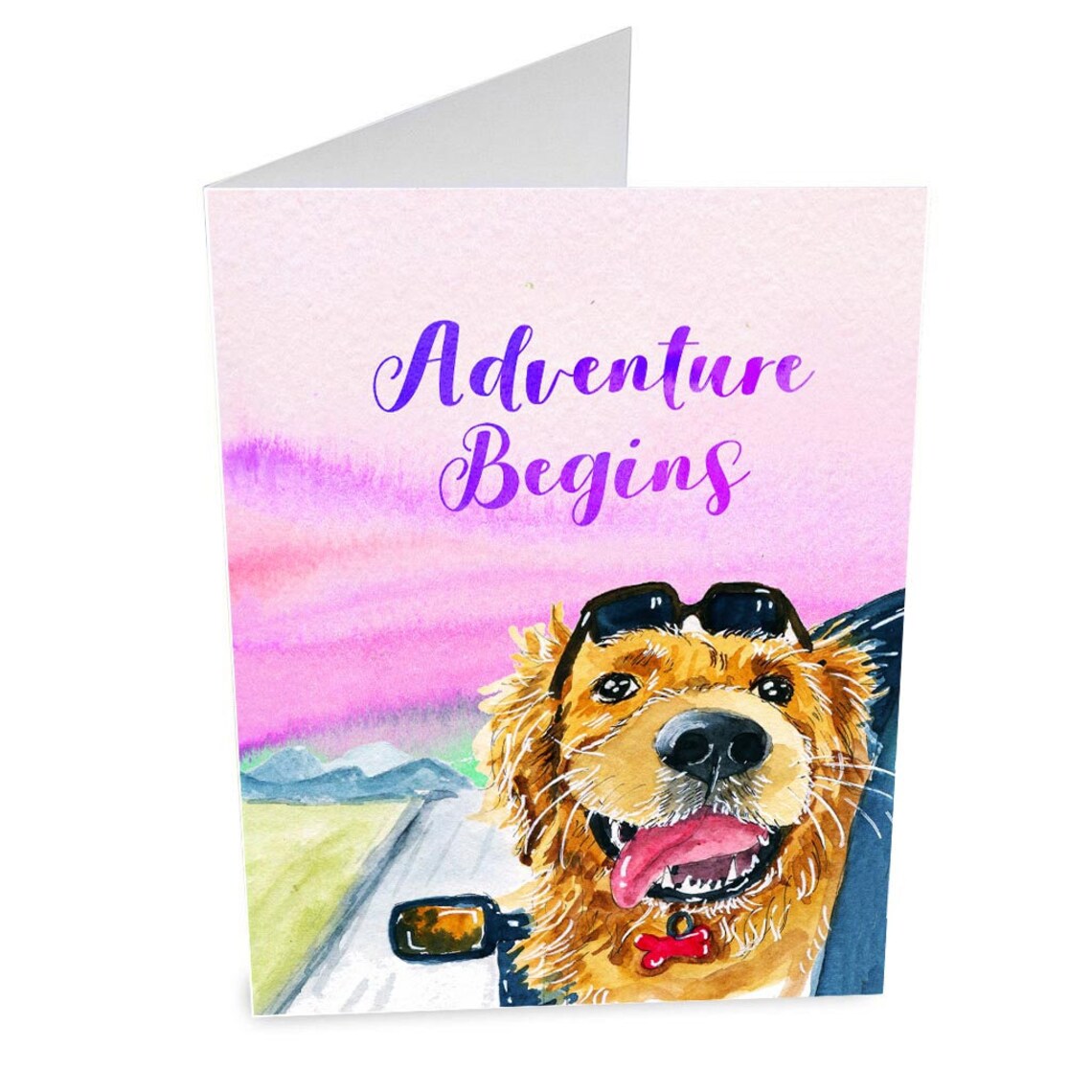 Golden Retriever Retirement Cards for Men - Road Trip Adventure Begins ...