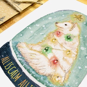 Samoyed Dog Christmas Card, Snow Globe Christmas Card, Silend Night ...