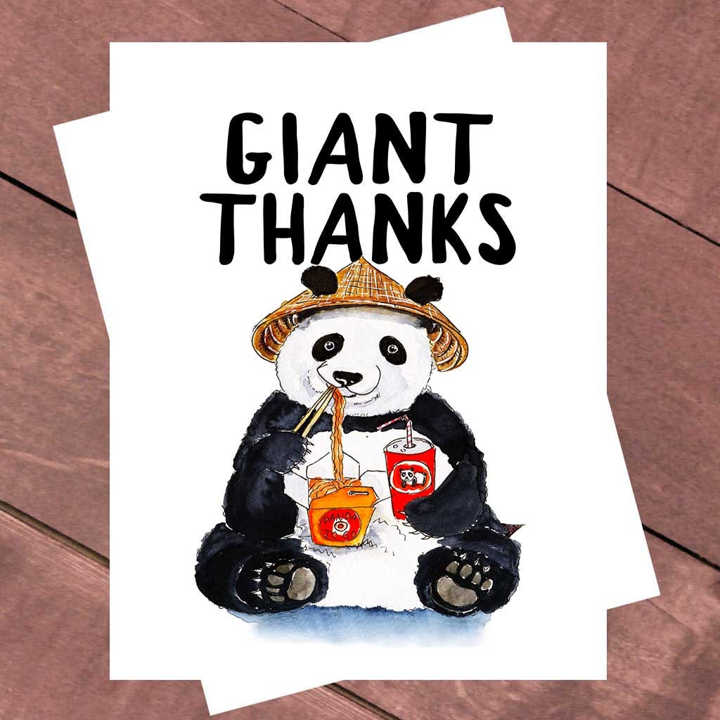 Giant Panda Bear Thank You Card Funny Thank You Notes Card | Etsy