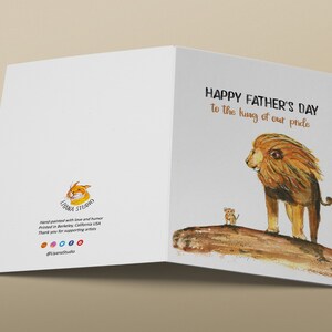 Lion Dad and Baby Cub Fathers Day Card From Kid - to the King of Our ...