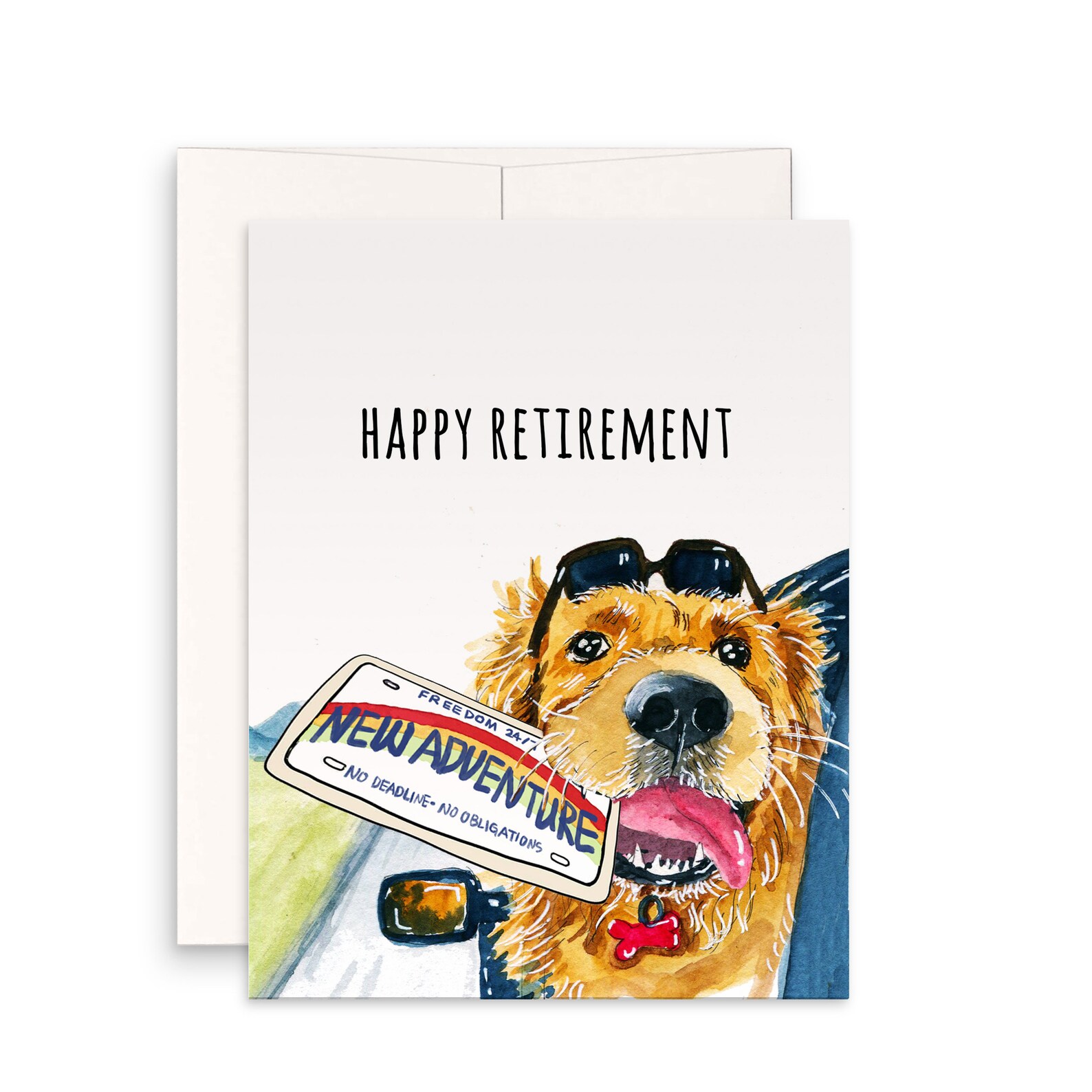 Golden Retriever Retirement Cards for Men - Road Trip Adventure Begins ...