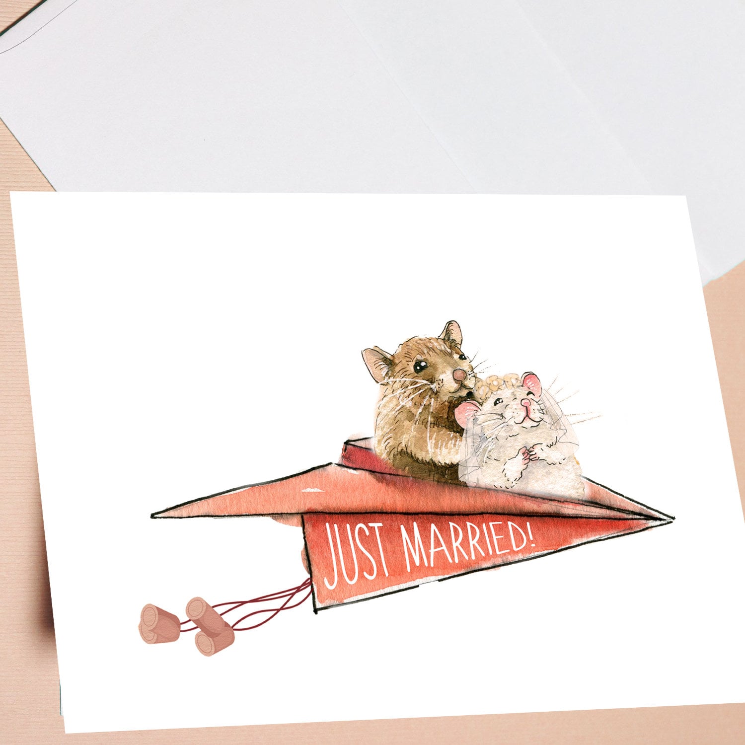 Mouse Funny Wedding Card Paper Plane Firworks - Etsy