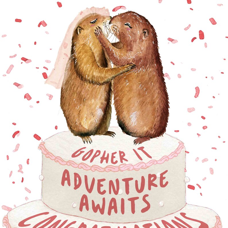 Gopher Bride Groom Funny Wedding Card - Cute Wedding Card for Bridal ...