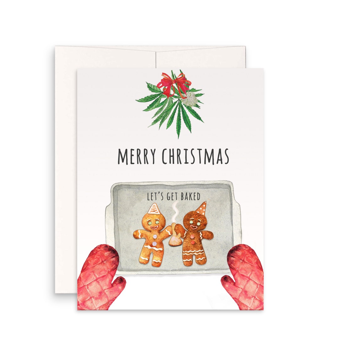 Funny Christmas Card - Gingerbread Man Let's Get Baked Stoner Gifts - Etsy