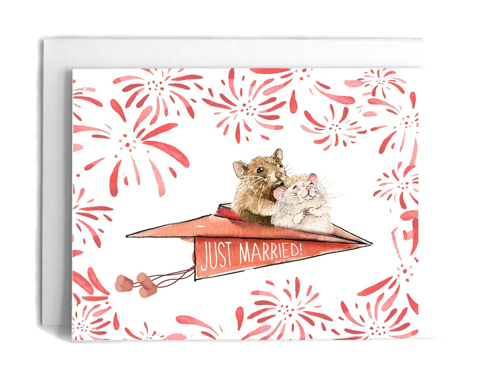 Mouse Funny Wedding Card Paper Plane Firworks - Etsy