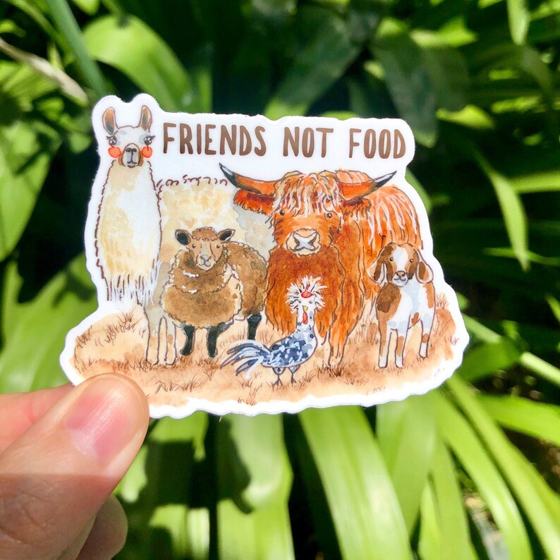 Vegan Sticker Friends Not Food Animal Rights Vegan Gifts | Etsy