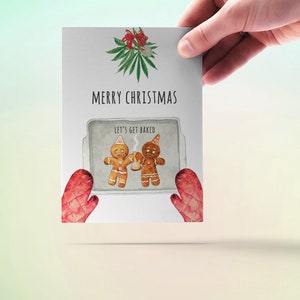 Funny Christmas Card - Gingerbread Man Let's Get Baked Stoner Gifts - Etsy