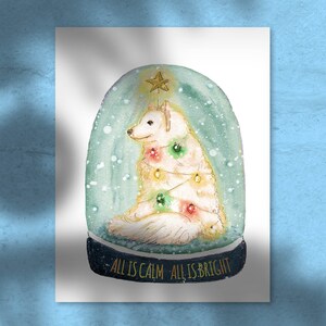 Samoyed Dog Christmas Card, Snow Globe Christmas Card, Silend Night ...