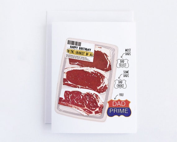 Dad Birthday Card Funny USDA Prime Beef Steak | Etsy