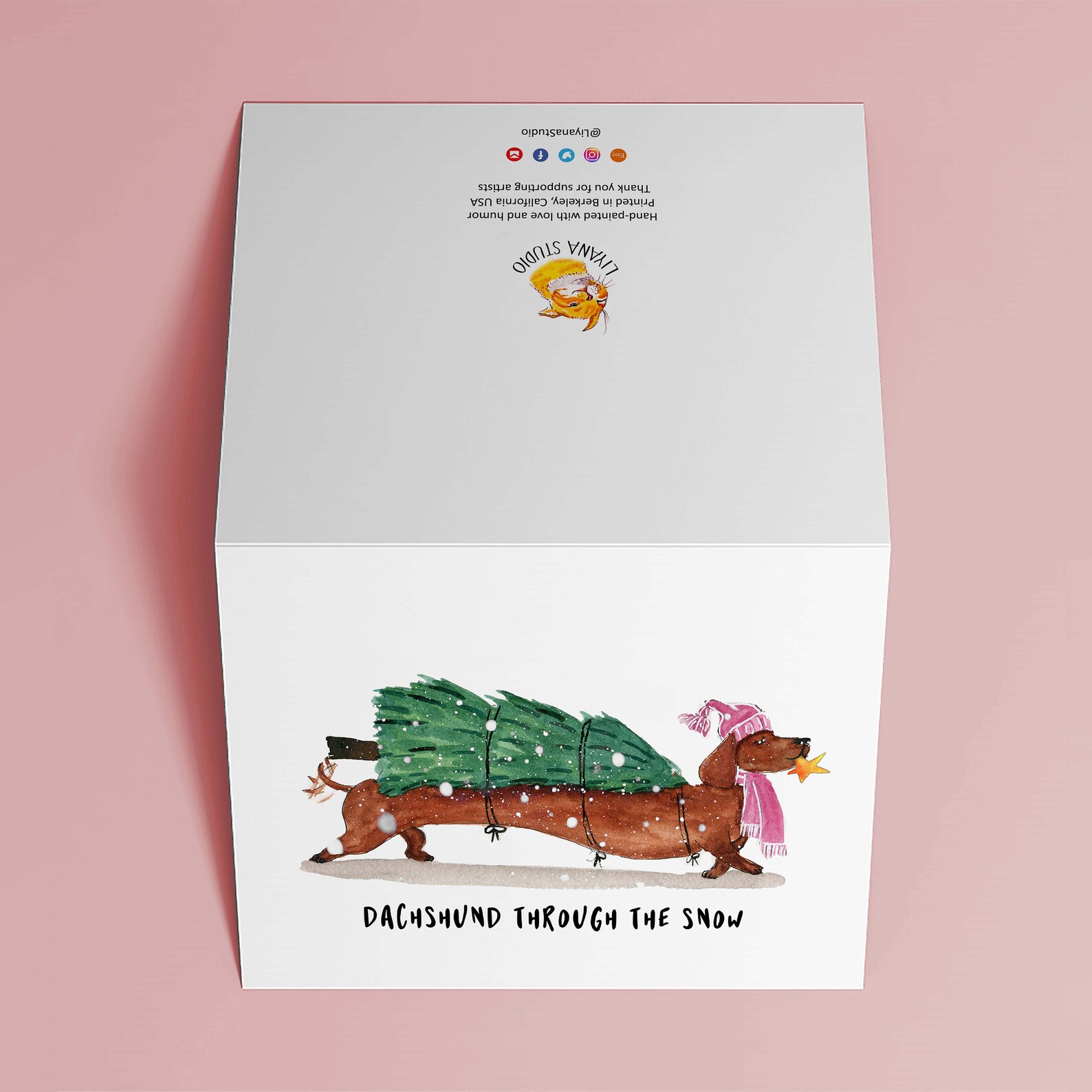 Dachshund Christmas Card - Dashing Through the Snow Gifts for Dog ...