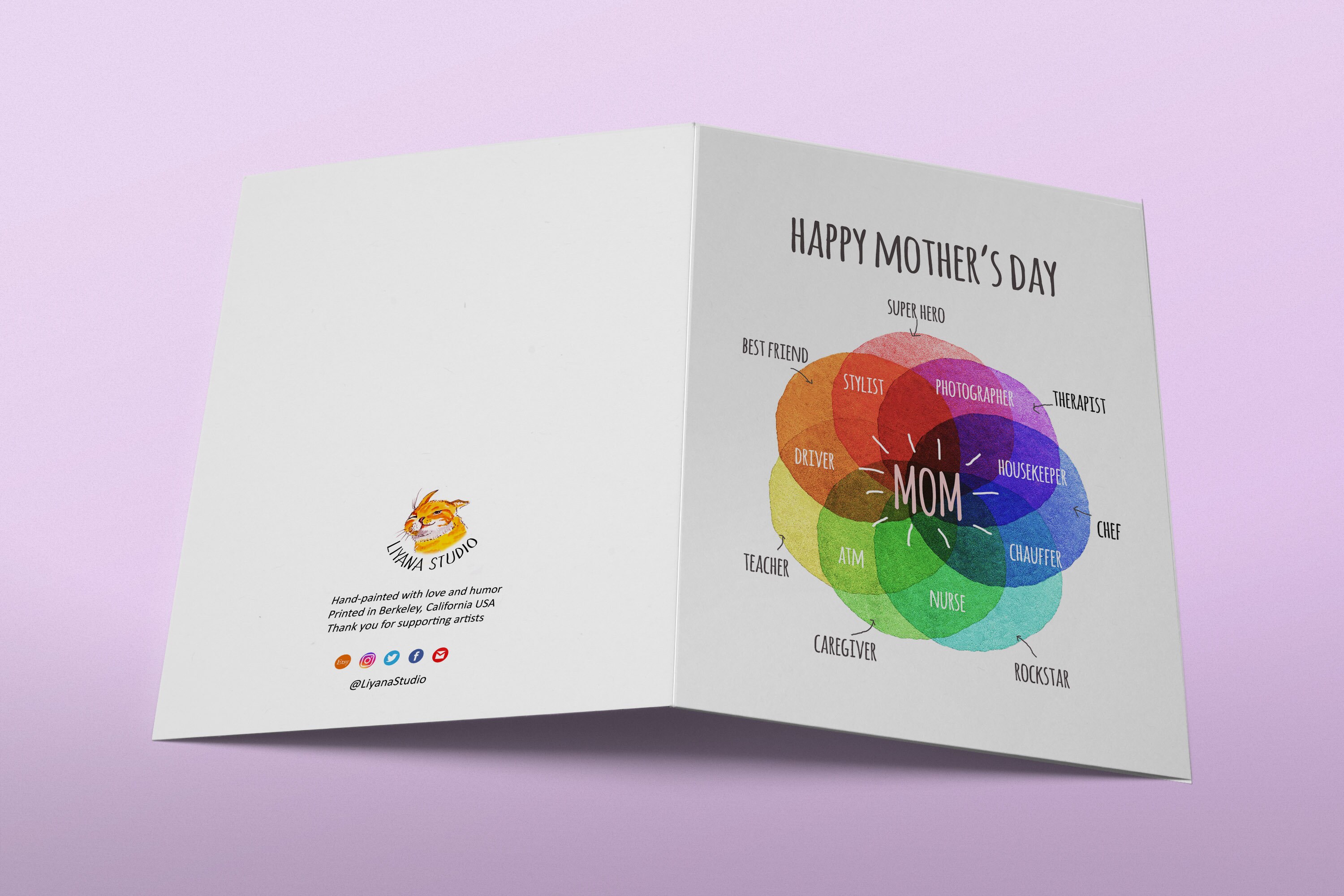 Happy Mothers Day Card From Daughter Rainbow Venn Diagram Chart Paper ...