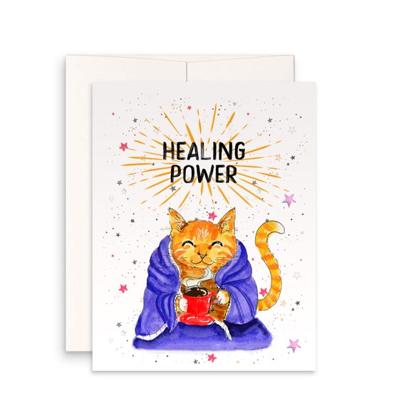 Cat Funny Get Well Soon Card Healing Power Pet Sympathy - Etsy