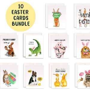 Happy Easter Card Set - Easter Bunny Egg Basket Gifts- Spring Greeting ...