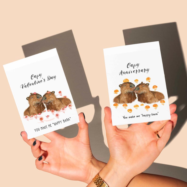 Funny Capybara Valentine's Day Card: Handmade Love Greetings - Etsy