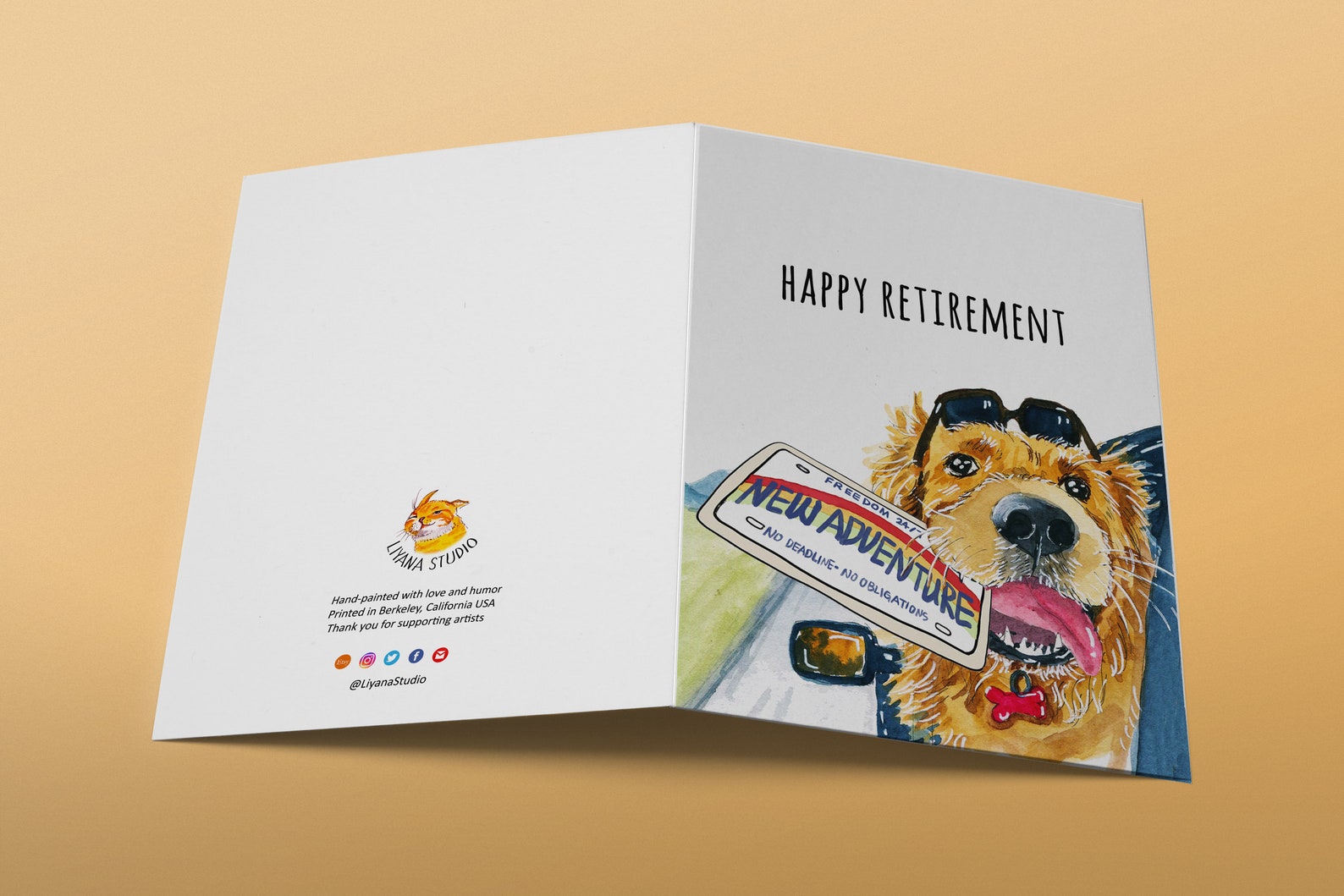 Golden Retriever Retirement Cards for Men - Road Trip Adventure Begins ...