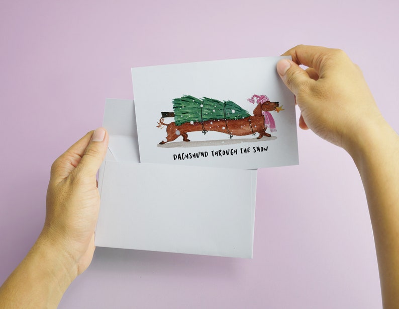 Dachshund Christmas Card - Dashing Through the Snow Gifts for Dog ...