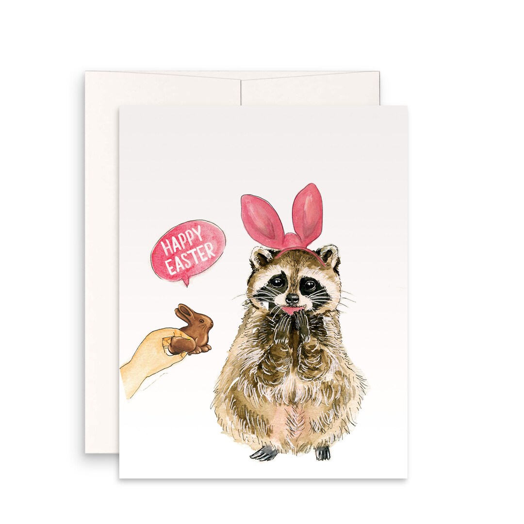 Raccoon Funny Easter Card Set - Chocolate Bunny Gift - Etsy