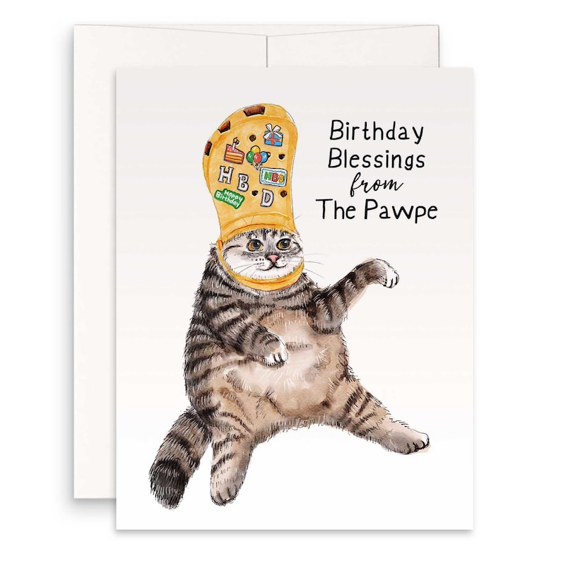 Pope Cat Meme Funny Birthday Card - Crocs Charms Birthday Blessing ...