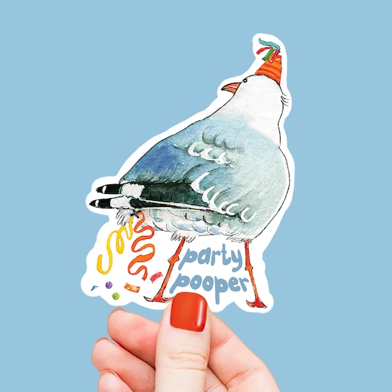 Party Pooper Seagull Poop Sticker for Friend Summer Beach - Etsy