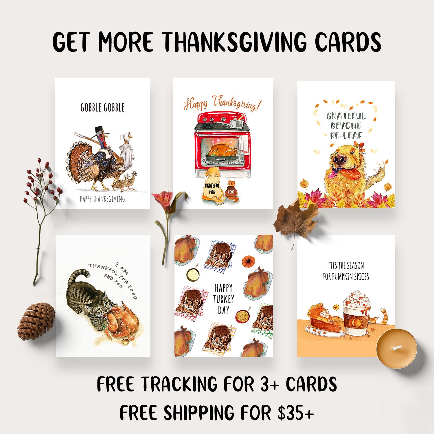 Cat Thanksgiving Cards Funny Tabby Cats Loaf Thanksgiving | Etsy