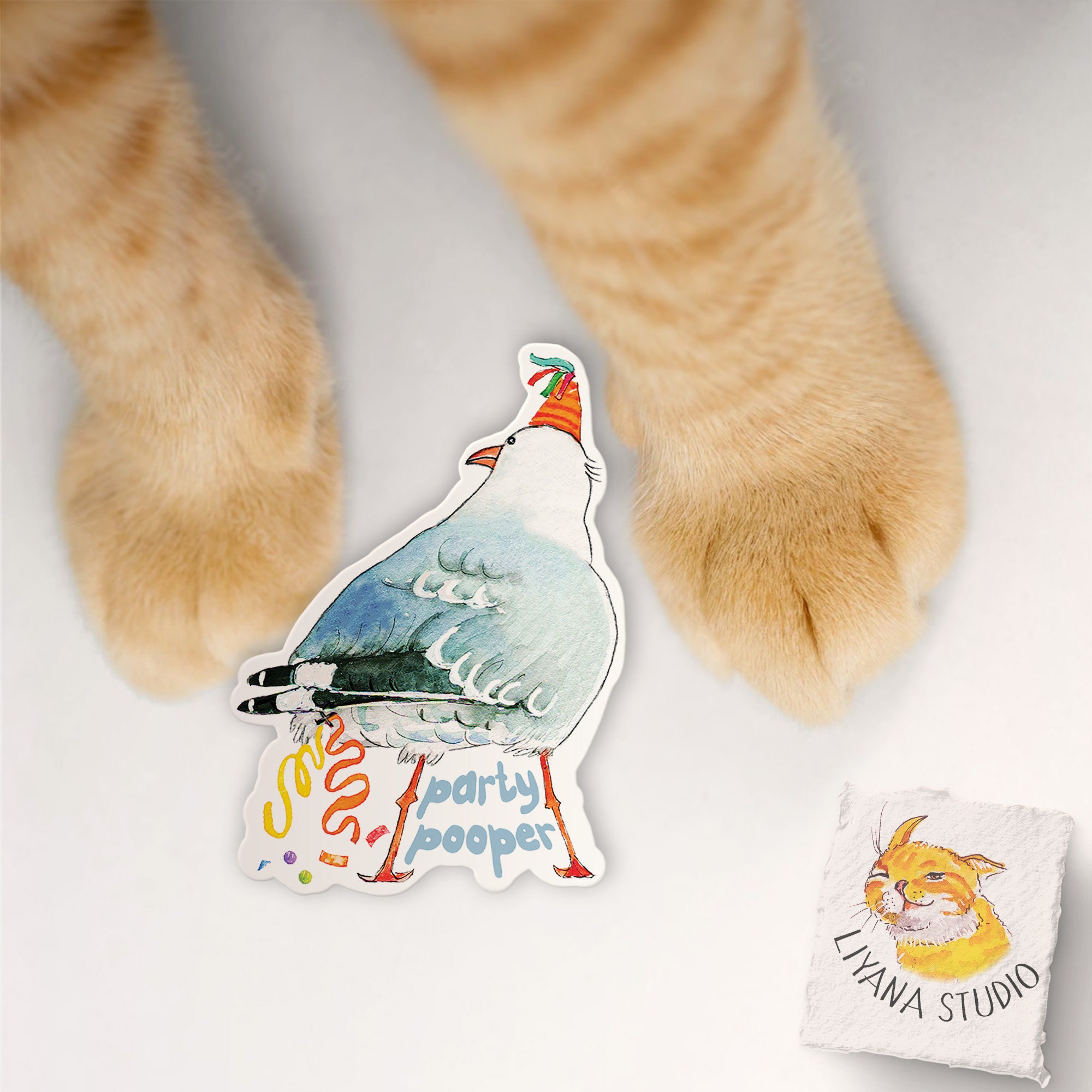 Party Pooper Seagull Poop Sticker for Friend - Summer Beach Bird Snarky ...