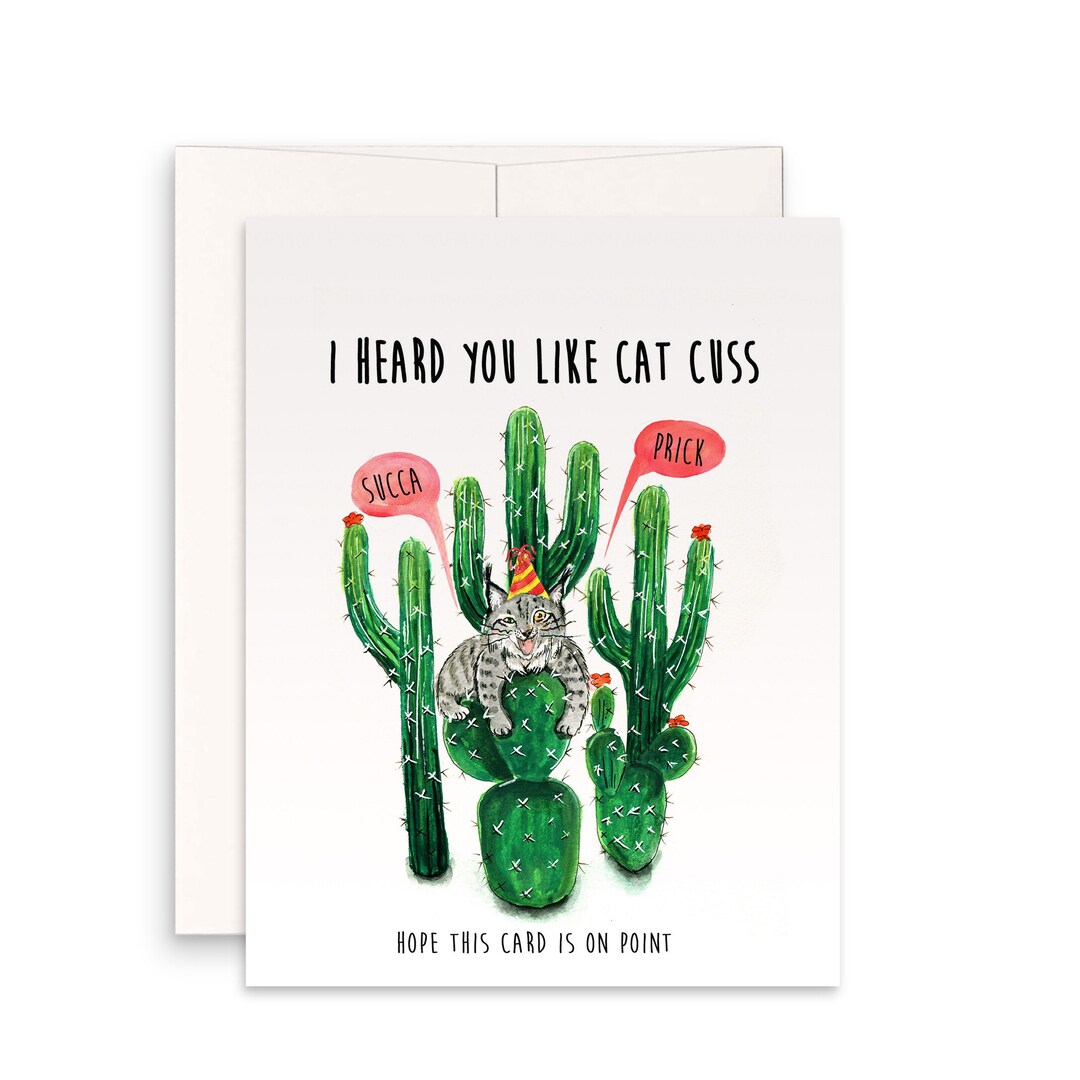 Funny Cat Birthday Cards for Friend - Lynx Cactus Card - Sucker Prick ...