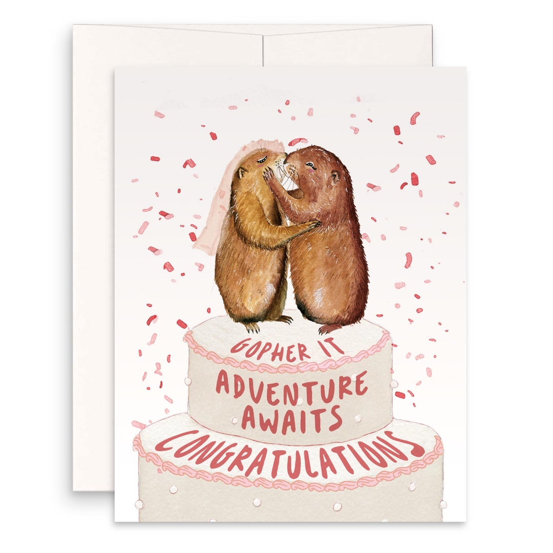 Gopher Bride Groom Funny Wedding Card - Cute Wedding Card for Bridal ...
