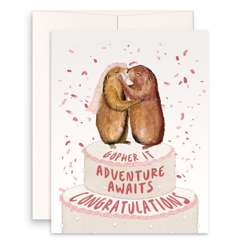 Gopher Bride Groom Funny Wedding Card - Cute Wedding Card for Bridal ...
