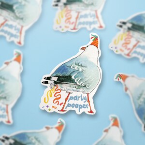 Party Pooper Seagull Poop Sticker for Friend - Summer Beach Bird Snarky ...