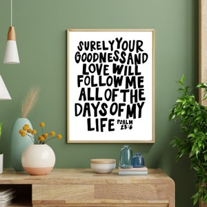 Psalm 23:6 Neutral Print DIGITAL DOWNLOAD Scripture Prints Christian ...