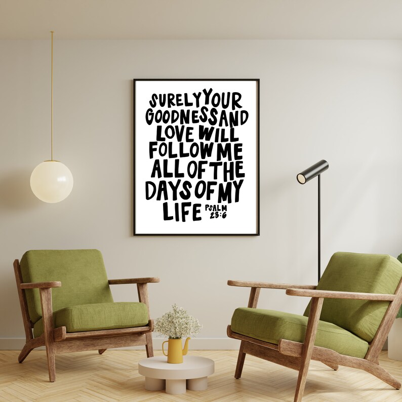 Psalm 23:6 Neutral Print DIGITAL DOWNLOAD Scripture Prints Christian ...