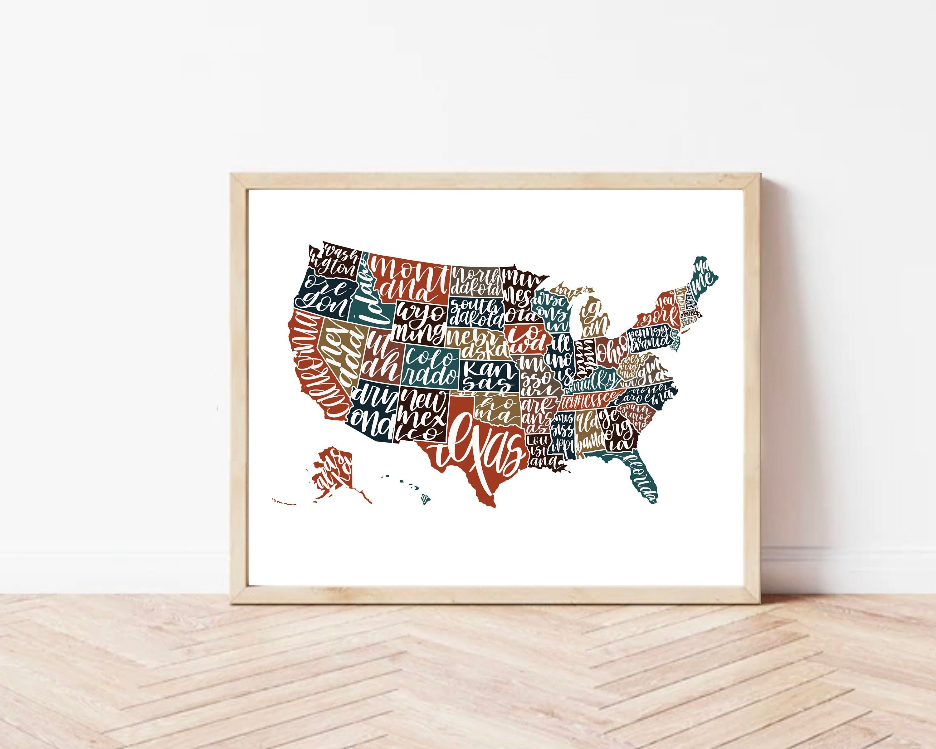 United States Map Print DIGITAL DOWNLOAD Nursery Prints USA Prints ...