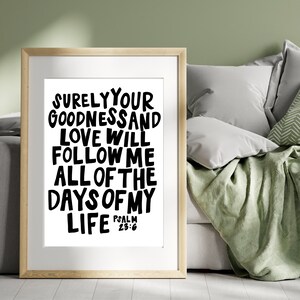 Psalm 23:6 Neutral Print DIGITAL DOWNLOAD Scripture Prints Christian ...