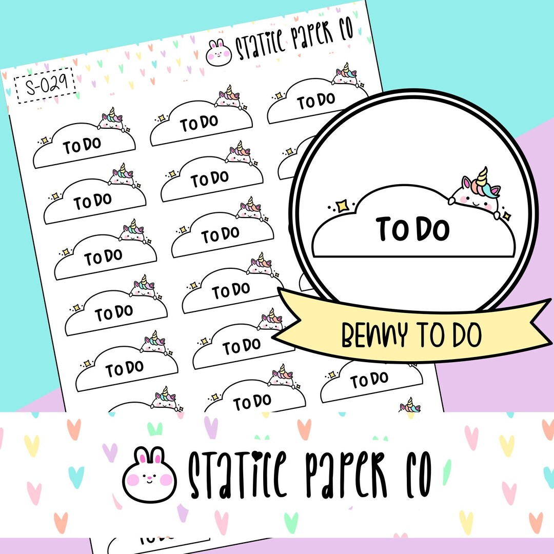 To Do Script Benny the Unicorn Planner Stickers - Etsy