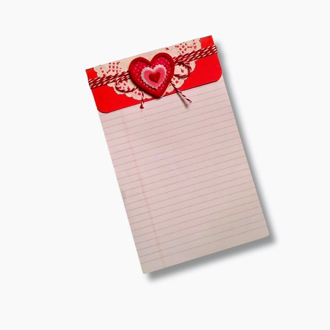 Romantic Felt Heart Notepad: 5x7 Lined Stationery, Valentine's Gift - Etsy