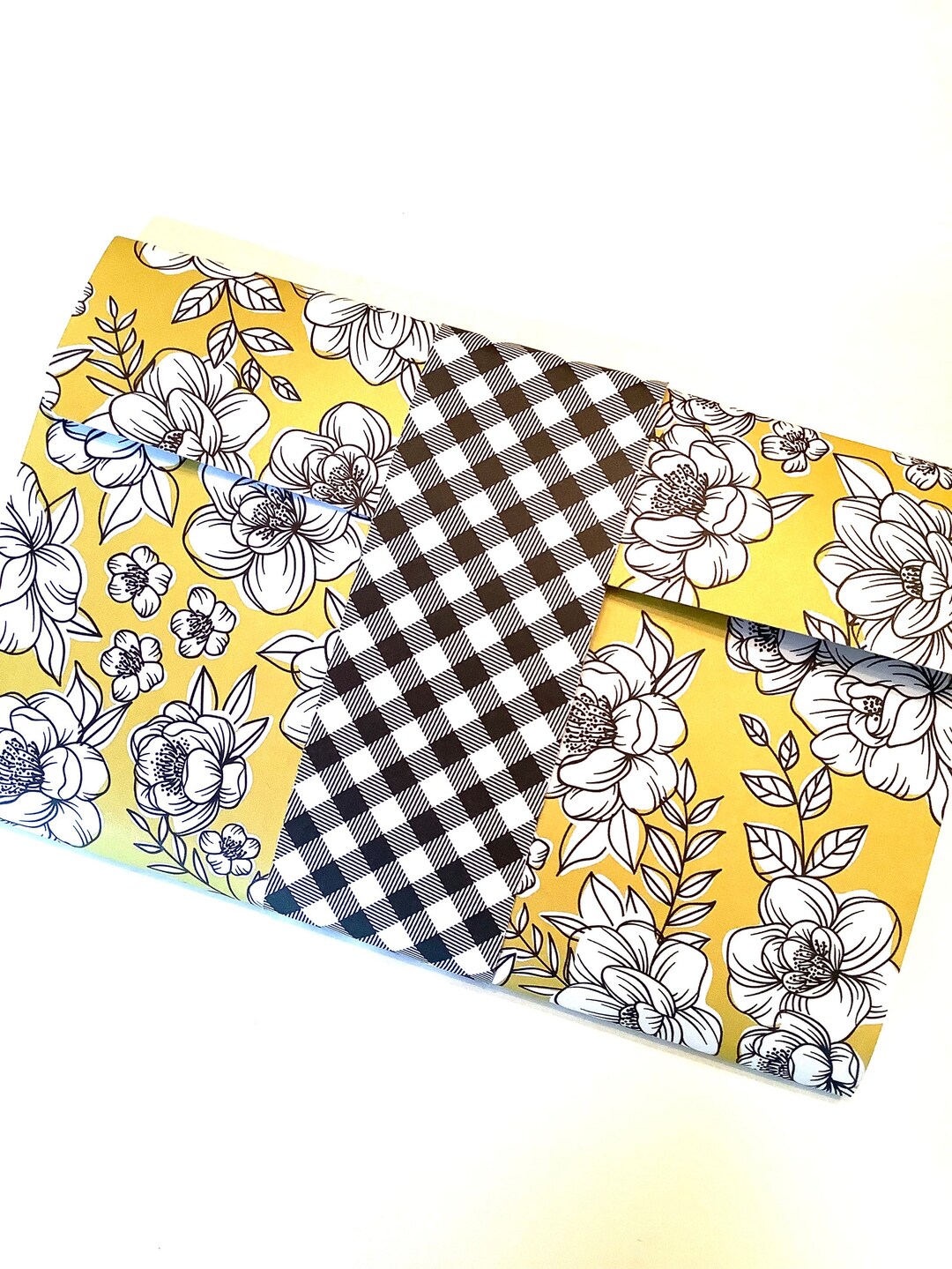 Refillable 5x7 Notepad Wallet: Yellow Black White Stationery Gift - Etsy