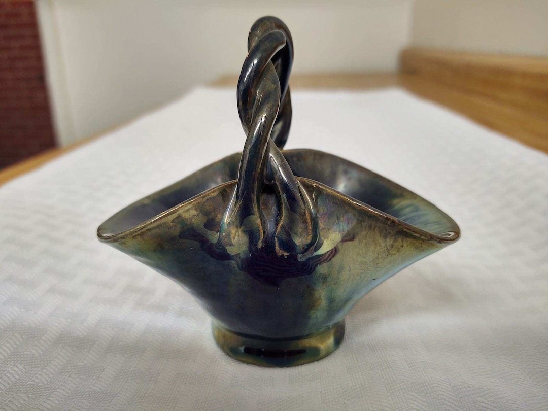 Vintage Pottery Basket; Hand Made, Glazed, and Marked. - Etsy